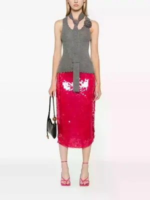 Blumarine Knitted Tank Top With Floral Appliqu
