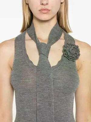 Blumarine Knitted Tank Top With Floral Appliqu