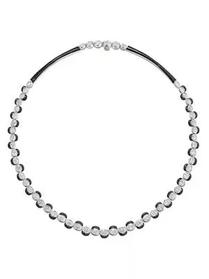 Nikos Koulis 18kt White Gold Oui Diamond Choker Necklace - Silver