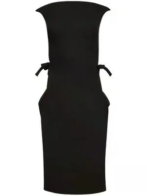 Miu Miu Boat-neck Wool Midi Dress - Black