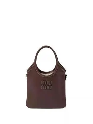 Miu Miu Logo Patch Top-handle Tote Bag - Brown