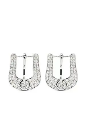 ROSES METALS 14kt White Gold Diamond Buckle Earrings - Silver