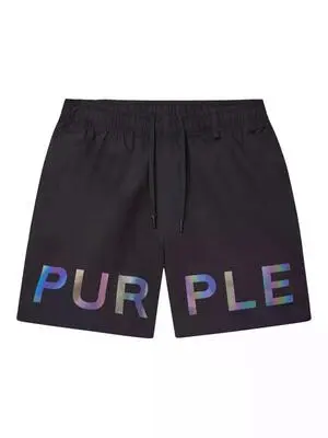 PURPLE BRAND Holographic Wordmark Shorts