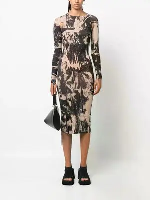 ANDREĀDAMO Painterly-print Cut-out Midi Dress