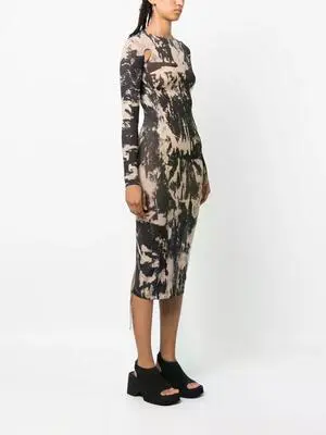 ANDREĀDAMO Painterly-print Cut-out Midi Dress