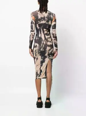 ANDREĀDAMO Painterly-print Cut-out Midi Dress