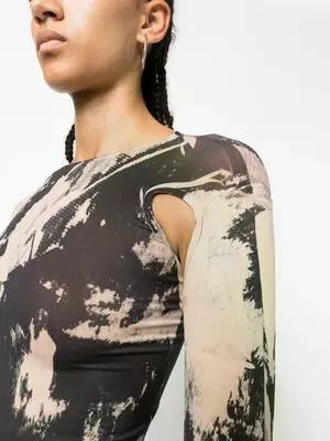 ANDREĀDAMO Painterly-print Cut-out Midi Dress