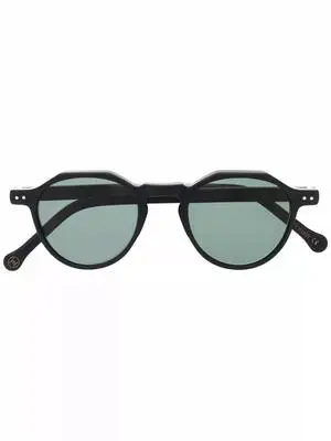 LESCA Icon 36 Round-frame Sunglasses - Black