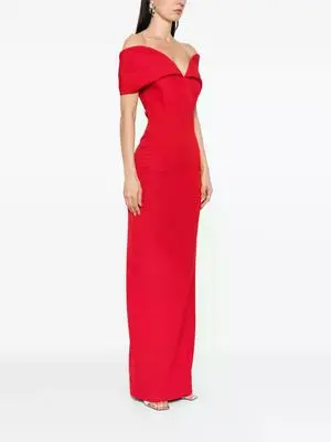 MOOS STUDIO V-neck Maxi Dress - Red