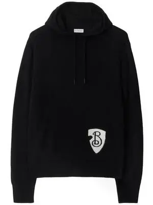 Burberry Wool Blend Intarsia-knit Logo Hoodie