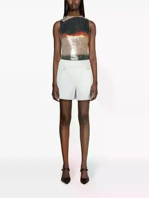 Off-White High-waisted Cotton Shorts With Belt Loops