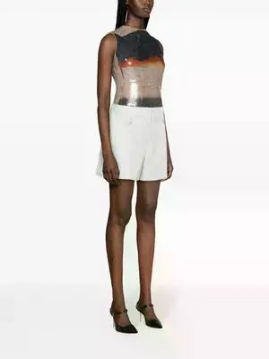 Off-White High-waisted Cotton Shorts With Belt Loops