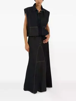 1989 STUDIO Maxi Denim Skirt With Contrast Stitching