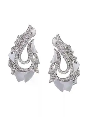ANANYA 18kt White Gold Diamond Mogra Paisley Earrings - Silver