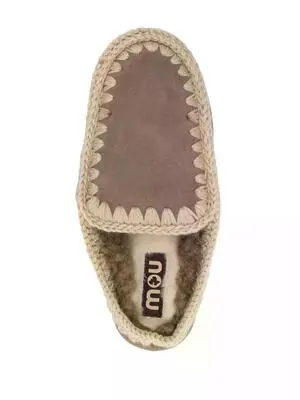 Mou Sheepskin Suede Slippers With Flatform Sole