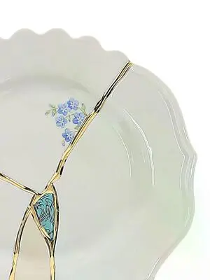 SELETTI Crack Detail Plate - White