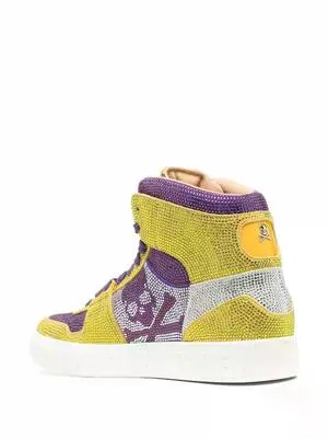 Philipp Plein Embellished Skull High-top Sneakers - Yellow