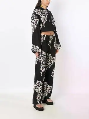 AMIR SLAMA Text-print Cropped Hoodie