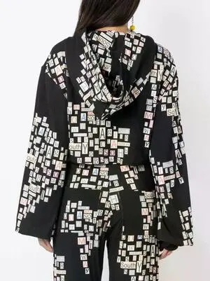AMIR SLAMA Text-print Cropped Hoodie