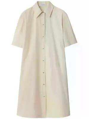 Burberry Belted Cotton Blend Shirt Dress