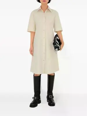 Burberry Belted Cotton Blend Shirt Dress