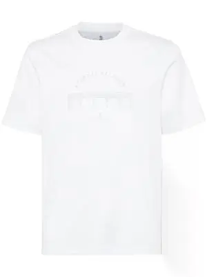 Brunello Cucinelli Slogan-print Crew-neck T-shirt - White