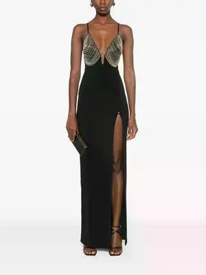 NISSA Fringe-detail Maxi Dress
