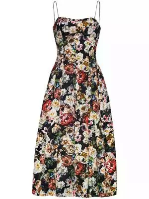 Adam Lippes Rickie Floral-print Midi Dress - Black