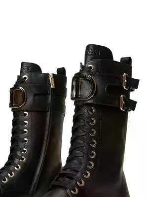 TWINSET Oval T Leather Combat Boots