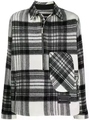We11Done Half-zip Plaid Wool Shirt