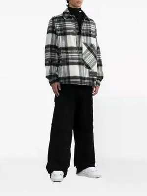 We11Done Half-zip Plaid Wool Shirt
