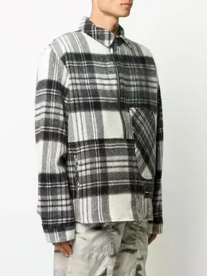 We11Done Half-zip Plaid Wool Shirt