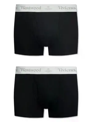 VIVIENNE WESTWOOD Logo-waistband Organic-cotton Blend Boxers - Black
