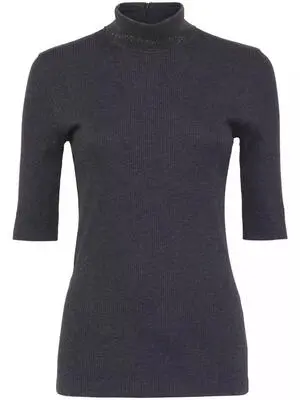 Brunello Cucinelli High-neck Ribbed T-shirt - Black