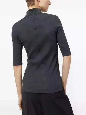 Brunello Cucinelli High-neck Ribbed T-shirt - Black