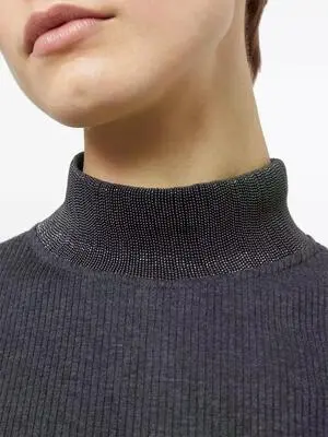 Brunello Cucinelli High-neck Ribbed T-shirt - Black