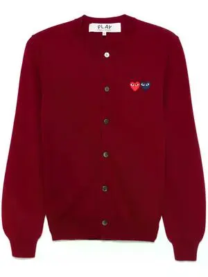 Play Comme Des Garcon Heart-patch Cardigan - Red
