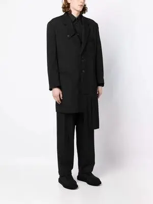 Yohji Yamamoto Slogan-print Single-breasted Coat
