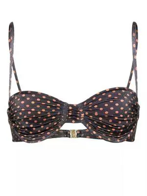 Faithfull The Brand Stefania Polka-dot Bikini Top - Grey