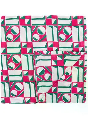 La DoubleJ Geometric-print Tablecloth - Pink