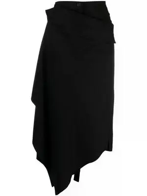 Yohji Yamamoto Asymmetric Draped Midi Skirt