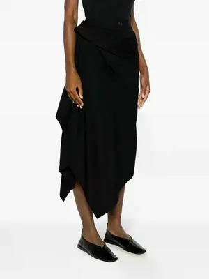 Yohji Yamamoto Asymmetric Draped Midi Skirt