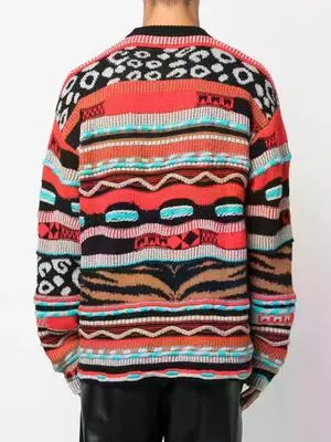 LANEUS Contrast Patterned Jacquard Jumper