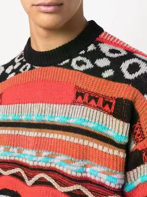 LANEUS Contrast Patterned Jacquard Jumper