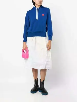 Play Comme Des Garcon Heart-patch Drawstring Hoodie - Blue