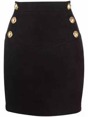 Balmain Button-detail High-waisted Skirt
