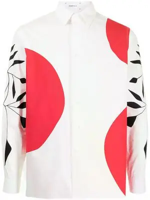 PORTS V Graphic-print Long-sleeve Shirt - White