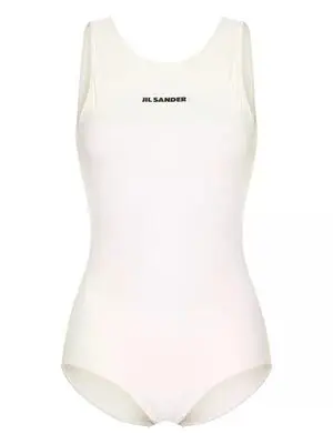 JIL SANDER Logo-print Swimsuit - Neutrals