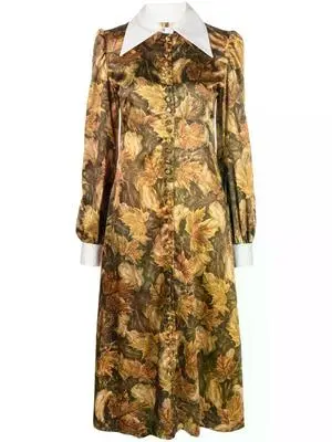 ERL Leaf-print Shirt Dress