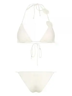 LA REVECHE Ashar Floral-appliqué Bikini Set - Neutrals